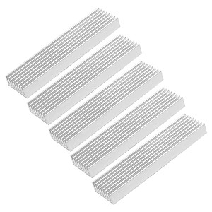 uxcell 5 Pcs Aluminum Heat Sink, Silver Tone Aluminium Radiator Heatsink Cooling Fins Cooler for Led Amplifier Transistor IC Module, 100x25x10mm/4 x1 x0.4