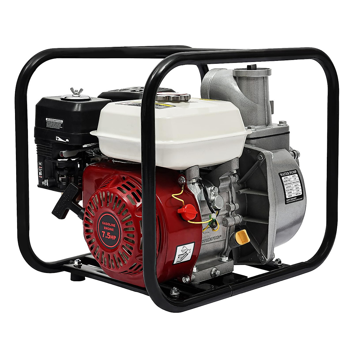4-Stroke 7.5 HP Gasoline Engine Water Pump,210cc 3in Gasoline Powered Water Transfer Pump,Single Cylinder Air-cooled Trash Pump for Reenhouse Planting,Ground Cleaning,Fishpond Aquaculture…