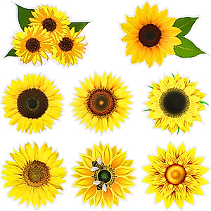 Sunflower Decals Car Stickers Waterproof Sunflower Stickers Vinyl Adhesive Flower Stickers for Car Bumper Classroom Window Laptop Car Decoration 4 (8 Pieces)