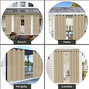 OutdoorLines Waterproof Indoor Outdoor Curtains for Patio-Privacy Sun Blocking Grommet Curtain Panel Weatherproof, UV Resistant Curtains for Gazebo, Front Porch, Pergola Beige 52W x 84L Inch 1 Piece