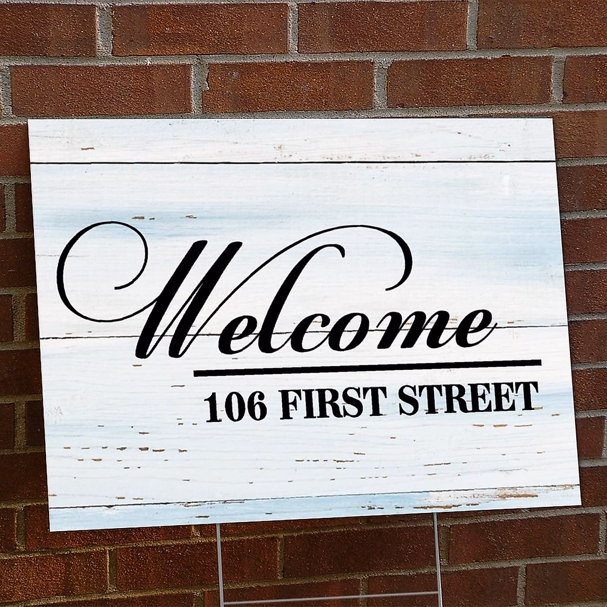 Signs Board Personalized Welcome 106 First Street Yard Signs with Stakes House Warming Gift Encouraging for Garage Sales Rent Open House Construction 12"x18"