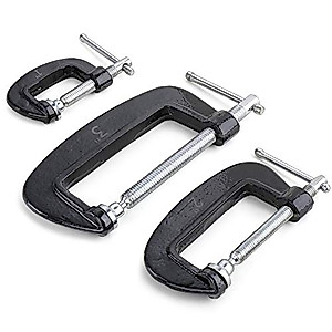 Hi-Spec 3pc Mini Small C Clamps Set. 1, 2 & 3 Inch Metal Clamps for DIY, Crafts, Woodworking & Carpentry