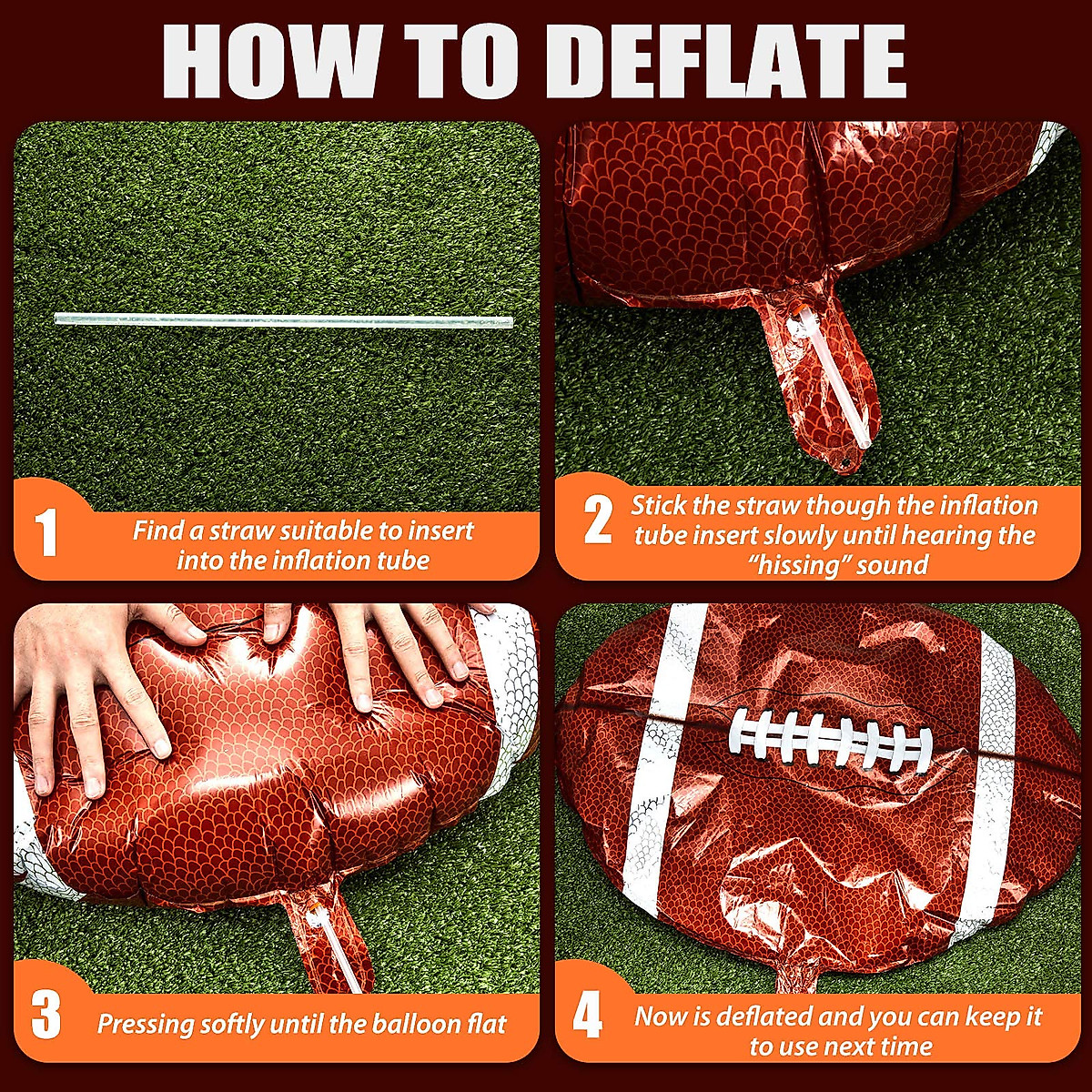 Football Balloons Football Party Balloons Football Shaped Aluminum Foil Balloons for Sport Themed Football Themed Birthday Party Decor, 22 Inch (4)