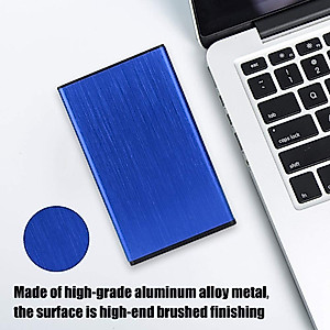2.5inch USB2.0 Mobile HDD Case,External Mobile Hard Disk Case Box,Aluminum Alloy Brushed Fit for 2TB HDD SSD,Plug-and-Play, with LED Indicator(Blue)