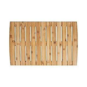 Mind Reader Bali Collection, Luxury Bamboo Shower Bath Mat, 25.2"L x 15.75"W x 0.67"H, Brown