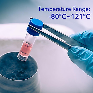 Estresen 2ml 500PCS Cryo Tubes, Cryogenic Vial, Cryovial Tubes, Frozen Test Tubes, Plastic Self-Standing Tubes with Screw Caps, for Long Term Freezing