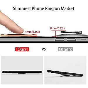 Ultra Slim Phone Ring Holder, Tomorotec Thin Cell Phone Ring Stand for Magnetic Car Mount with Black Car Mount Hook - for iPhone X XR XS 8 7 Plus 6S 6 5s 5 SE, Galaxy S8 S7 S6 Edge (Rose Gold)