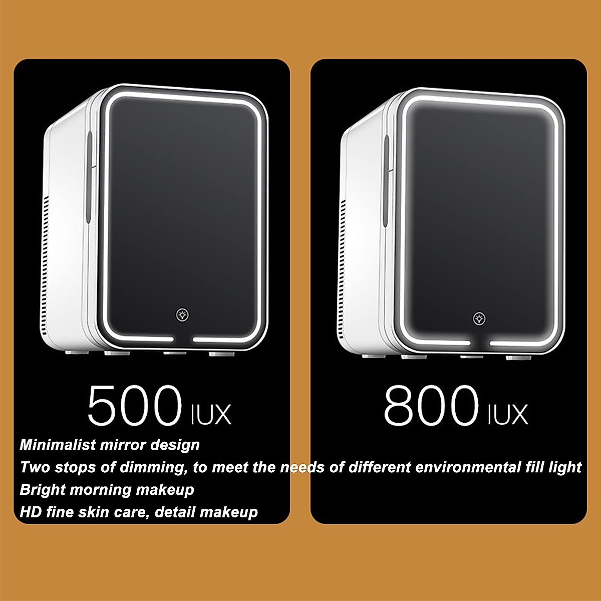 Mini Beauty Fridge, 10 Liters Beverage Refrigerator, Portable Beauty Freezer for Skincare, Breast Milk, Snacks, Medications and Beverage, Cooling and Heating, Mirrored Door