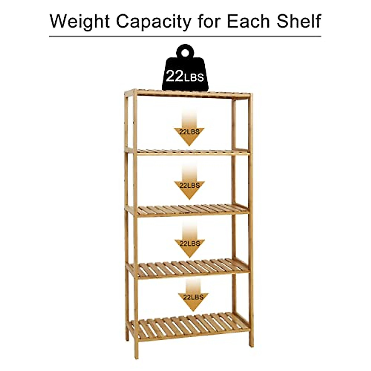 KINBOR BABY Kinborbaby Storage Shelf Bamboo Shelf - Bathroom Shelf, Bamboo Shelf, Bamboo Bookshelf, Bathroom Rack