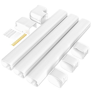 Cestluck 5'' 11 Ft Mini Split Line Set Cover Kit, PVC Decorative Pipe Line Cover Kit for Mini Split Air Conditioner, Central AC and Heat Pumps