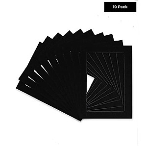 Pack of Ten Acid Free 28x34 Mats Bevel Cut for 26x32 Photos - Black with Black Core Precut Matboards With Backing Boards and Self Seal Photo Mat Bags For Pictures, Photos, Framing - 4-ply Thickness