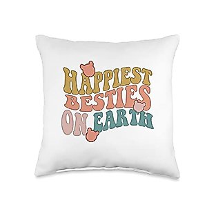 Happiest Besties On Earth Matching Best Friend Tee Happiest Besties On Earth Cute Custom Park for Best Friends Throw Pillow, 16x16, Multicolor