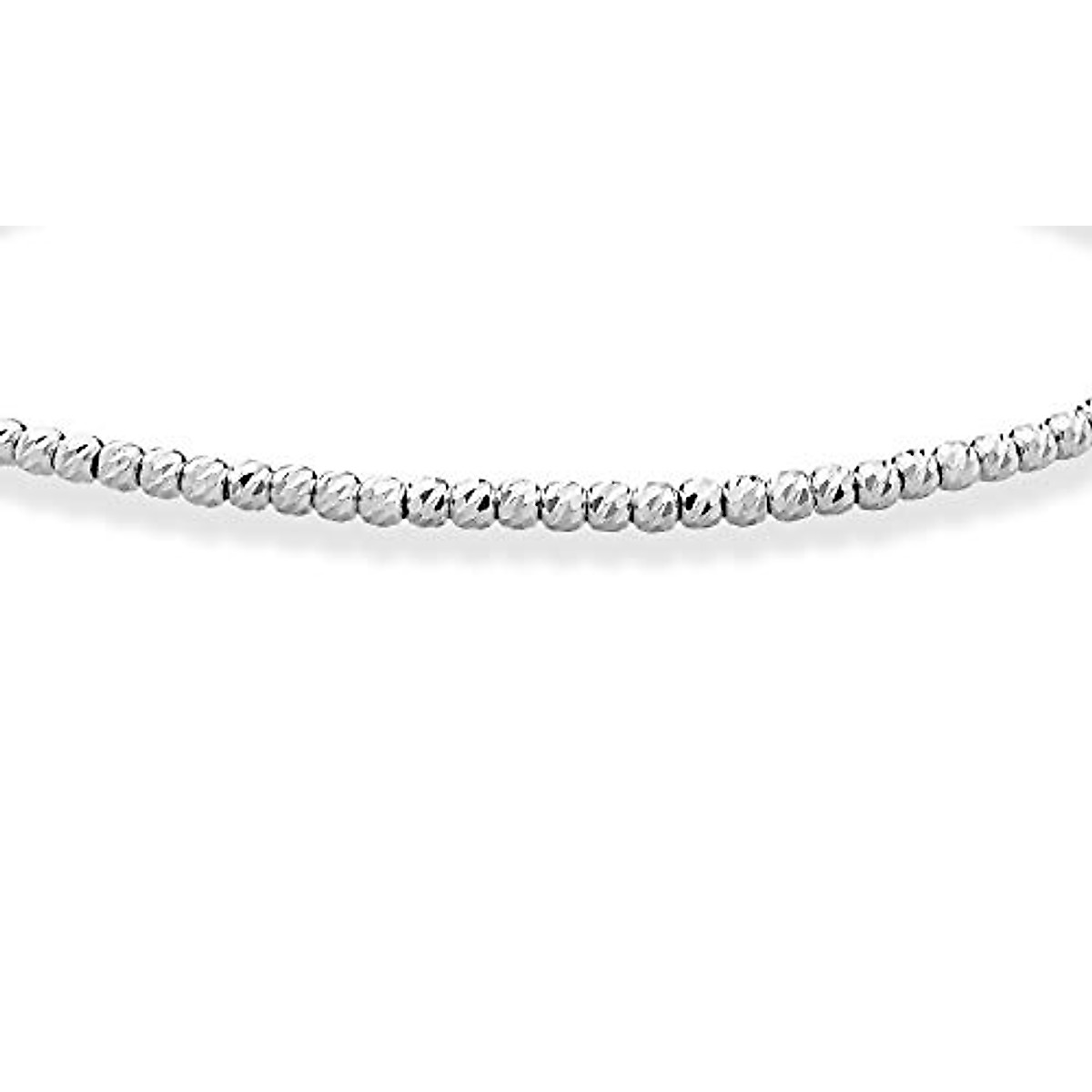 Miabella 925 Sterling Silver or 18Kt Yellow Gold Over Silver Diamond-Cut 2.5mm Bead Ball Chain Bracelet for Women, Made in Italy (sterling-silver, Length 6.5 Inches (X-Small))