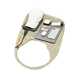 QTKJ Hand-woven Soft Large Straw Shoulder Bag Boho Straw Handle Tote Retro Summer Beach Bag Rattan Handbag (Beige)