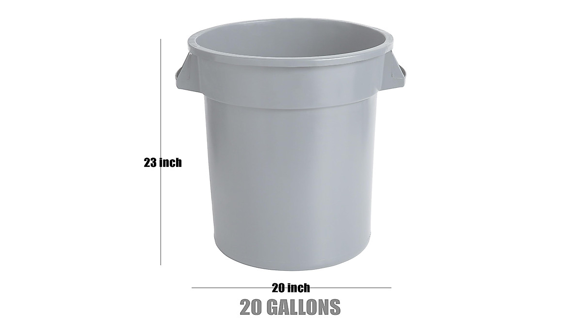 Heavy Duty 20G Gallon Round Trash Bin with Lid & Dolly | Mix.Home