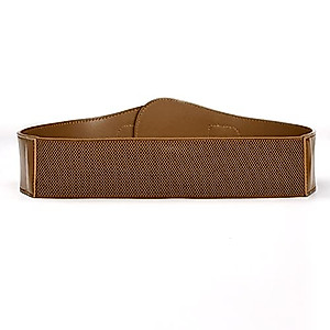 Toptim Womens Elastic Waist Belt Vintage Leather Wide Waistband (Waist 25-35", Black)