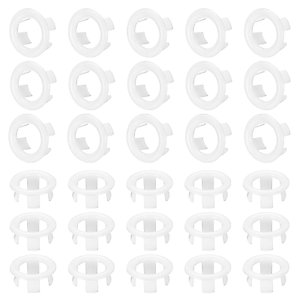 uxcell 30pcs Sink Overflow Rings, Bathroom Kitchen Basin Trim Bath Sink Hole Round Hollow Plastic Overflow Drain Cover Insert in Hole (White)