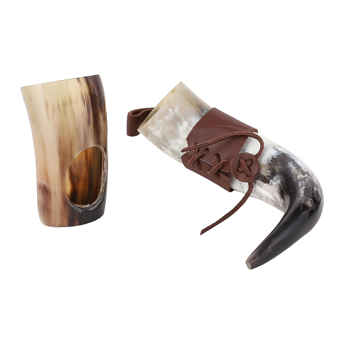 Brainmart Viking Drinking Horn Mug Set Dire Wolf Engraved Viking Gift for Men and Women Food Grade Medieval Style | Bottle Opener Shot Cup (6 Pcs Set)
