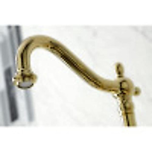Kingston Brass KS1267PXBS Heritage 8-Inch Centerset Wall Mount Kitchen Faucet with Brass Sprayer, Brushed Brass