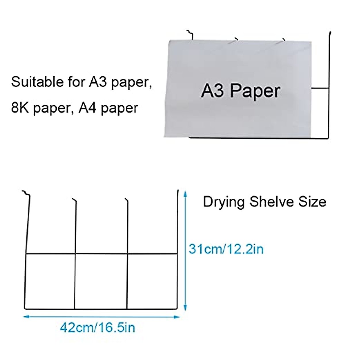 Double Sided Wire Drying Rack with 4 Wheels Art Drying Rack Mobile Cart for Painting Craft A3 Paper Artwork Canvas Storage Display Rack for Classrooms, Art Studio and Home Use, 50 Shelves