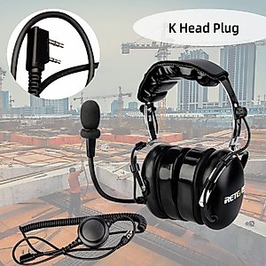 Retevis Noise Reduction Walkie Talkie Headset,Volume Adjust RT22 RT21 H-777 RT68 NR10 RT86,Compatible with Baofeng UV-5R 5RM Samcom Rugged Radios,Two Way Radio Headset with Mic(1 Pack)