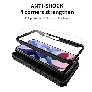 DUOPAL for Samsung Galaxy A03s 5G Case, Military Grade Protection Shockproof Case with Tempered Glass HD Screen Protector and Kickstand Compatible with Samsung A03s 5G Phone 6.5 inch (Black)