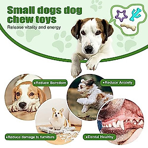 Medlladle 3 pcs Puppy Chew Toys for Teething, Indestructible Tough Durable Dog Toys for Small Breed, Pet Toy with Natural Rubber Bamboo Fiber