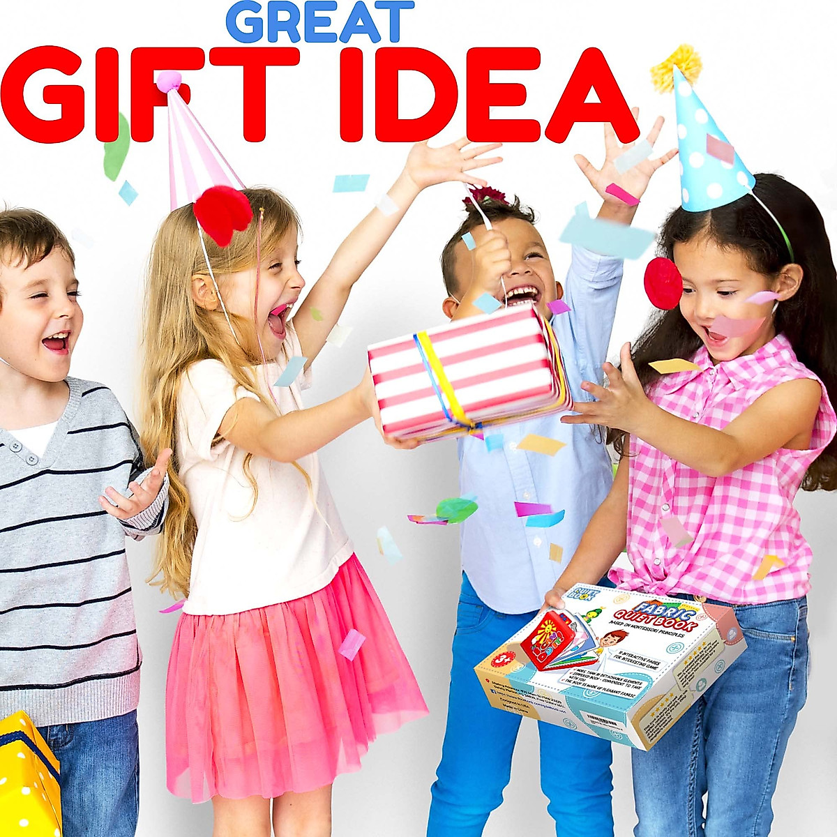 QUIET BOOK for Toddlers - Montessori Kids for Girl & Boy - Activity Travel Toddler Busy Book - Soft Quiet Toys for Toddlers - Felt Preschool Educational Toy with Sensory Activities, Red