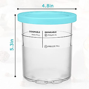VanlonPro 24oz Ice Cream Pints Containers 4 Pack, Replacement for NC500 Series Ninja Creami Deluxe Ice Cream Makers, Reusable, BPA-Free, Dishwasher Safe, Airtight, Leaf-Proof (with 2 replaceable Lids)