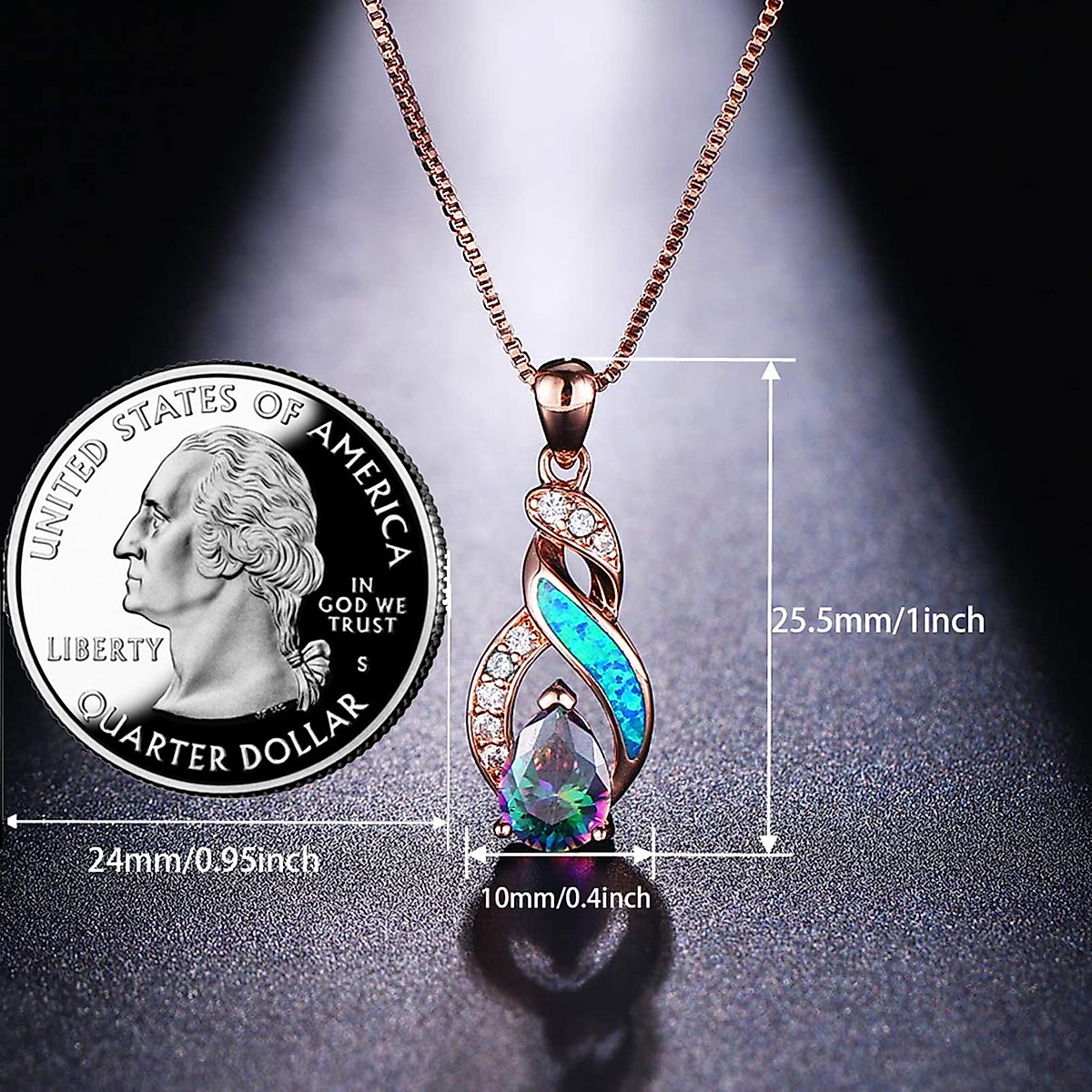 Hermosa Jewelry Sets for Women,Australian Created Opal Pendant Necklace Earrings Hypoallergenic Jewelry Mother's Day Christmas Gifts (JS2)