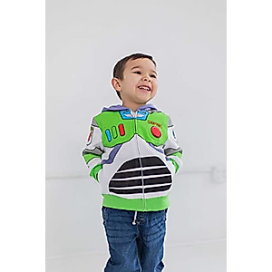 Disney Pixar Toy Story Buzz Lightyear Toddler Boys Fleece Zip Up Hoodie Green 3T