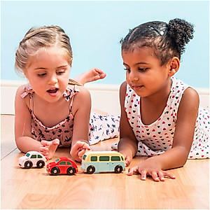 Le Toy Van - Cars & Construction Wooden Retro Metro Car Set Car Toy Play Set - Set 3 Cars | Boys Play Vehicle Kids Role Play Toys - Suitable for 3 Year Old + (TV463)