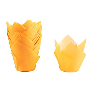 Baking Cups,200pcs Tulip Cupcake Liners Baking Paper Cups Holders Greaseproof Muffin Cases Wrappers for Wedding Birthday Party Baby Shower, Standard Size (yellow)