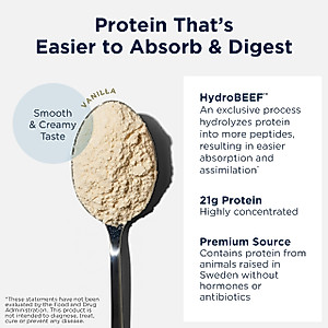 Designs for Health PurePaleo Collagen Protein Powder - 21g HydroBEEF Bone Broth Protein Supplement with Collagen Peptides + BCAAs - Vanilla, Non-GMO, Dairy-Free + Gluten-Free (30 Servings / 810g)