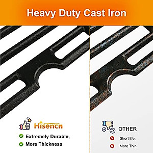 Hisencn Grill Cooking Grates for Char Griller Charcoal Grill 1624 E1515 22424 1515 1224 1616 Smoker Box, Side Fire Box, Cast Iron Grill Grid Replacement Parts 2-Pack