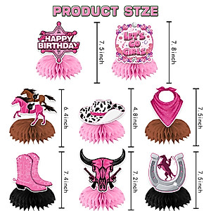 8 Pcs Disco Cowgirl Party Decorations, Western Cowgirl Party Decorations, 3D Double Side Cowgirl Centerpieces for Tables, Cowgirl Theme Party Decorations, Cowgirl Party Decorations, Lets Go Girls