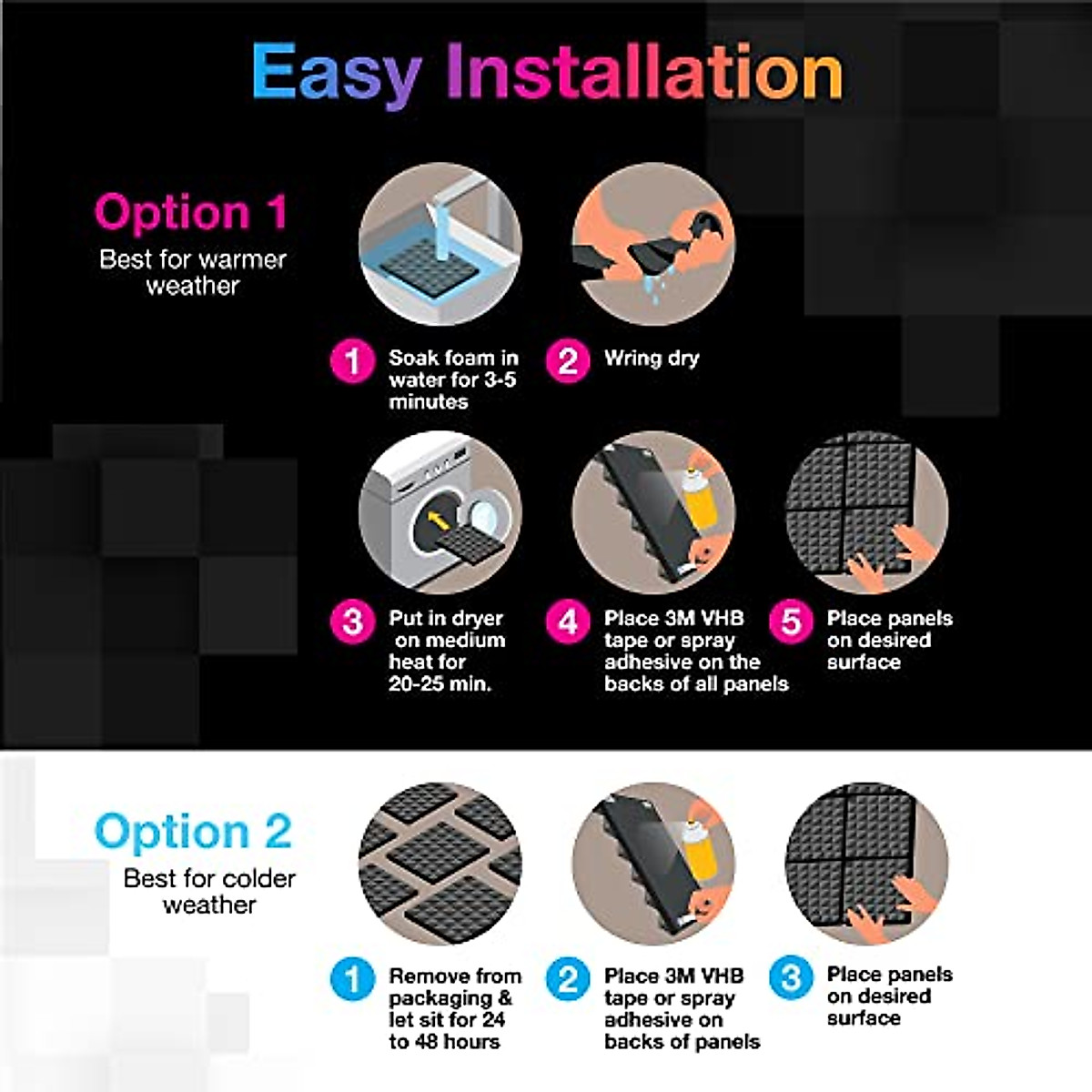 Fstop Labs Acoustic Foam Panels, 12 Pack Black 2'' X 12" X 12" Mushroom Studio Wedge Tiles, Sound Panels Sound Proof Foam Panels Sound Proofing Padding For Wall