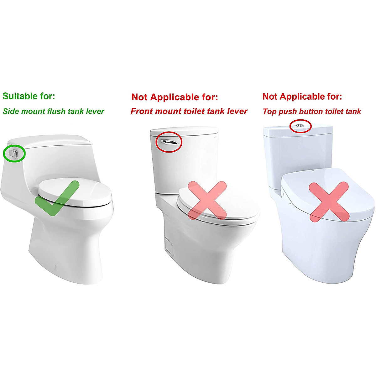 Toilet Flush Handle Replacement, Side Mount Toilet Tank Lever Fit for Kohler 85114-CP Trip Lever Kit, Polished Chrome