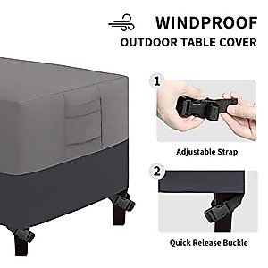 Easy-Going Patio Coffee Table Cover Small Outdoor Rectangular Table Cover, UV Resistant Waterproof Patio Furniture Cover (48" Lx28 Wx16 H, Gray/Dark Gray)