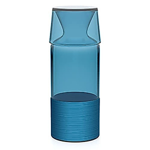 Rakle Bedside Water Carafe – 23.6oz Water Carafe with Glass – Clear/Colored Water Pitcher for Nightstand, Bedroom, Bathroom – Glass Water Carafe for Mouthwash, Water, Lemonade, Juice