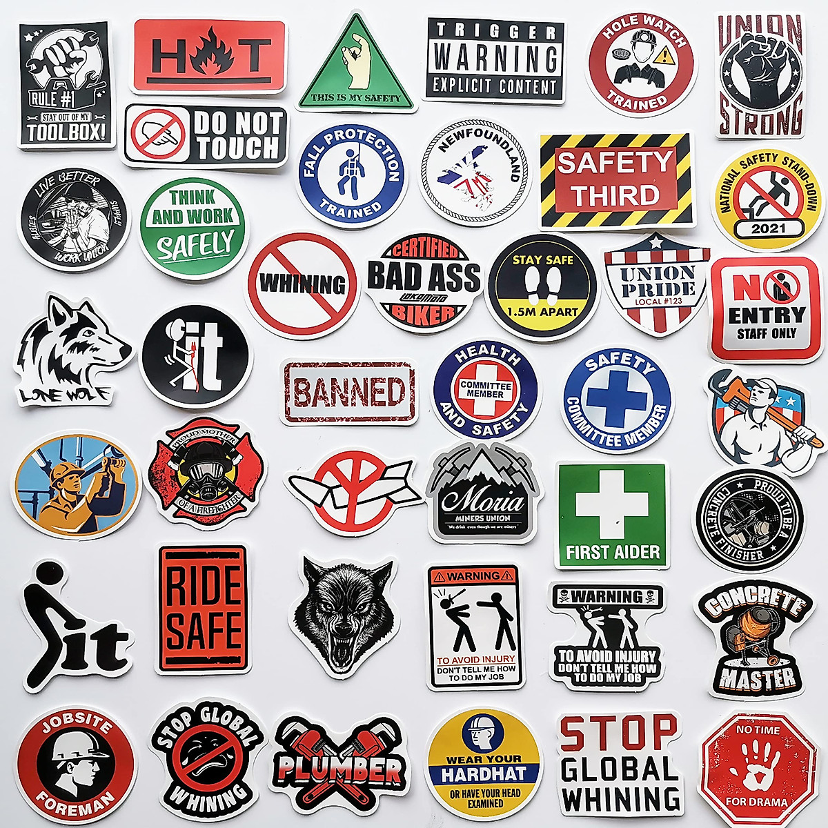HiroKun 100Pcs Funny Hard Hat Stickers Hilarious Stickers for Construction Worker Welder Carpenter Plumber Foreman