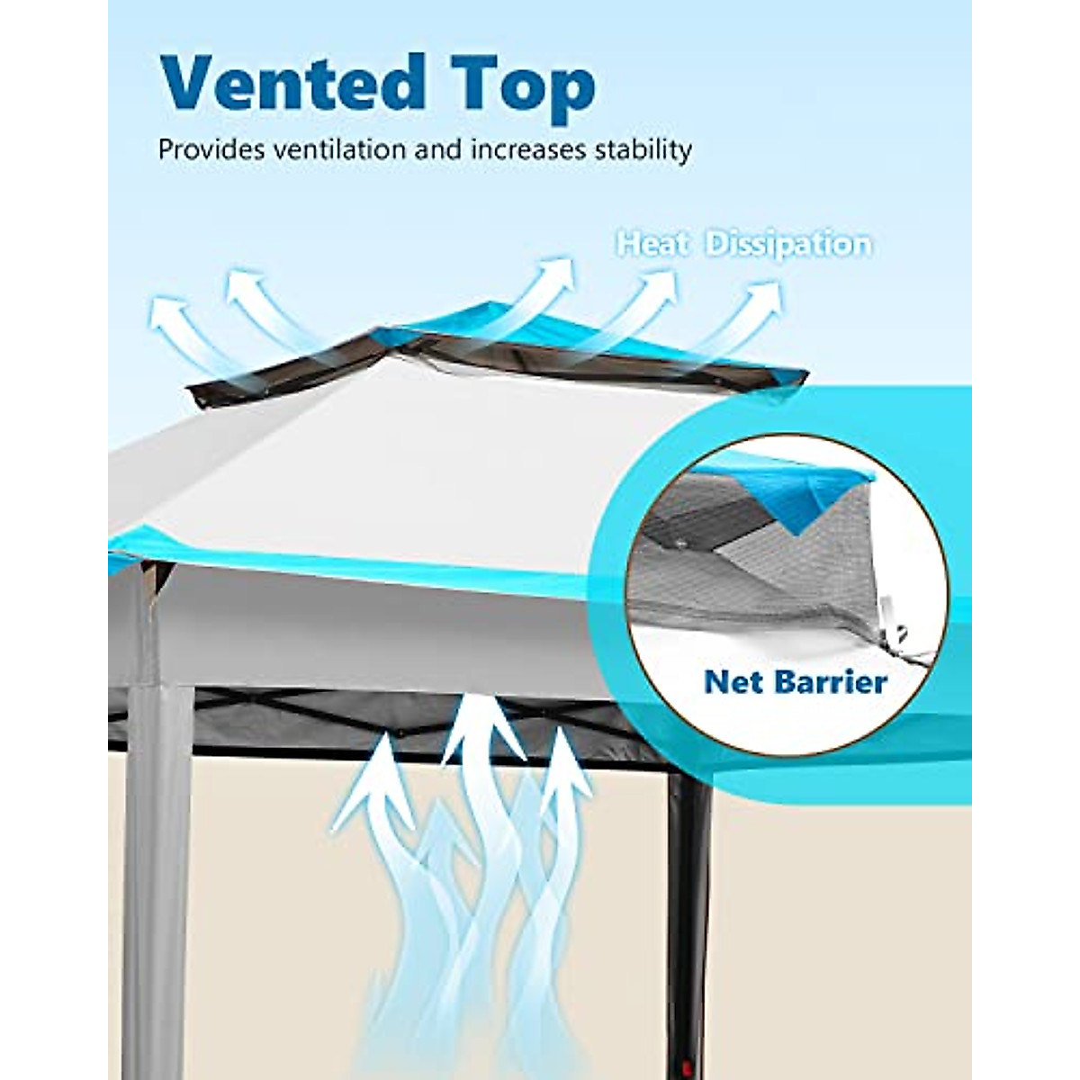 Quictent 13'x13' Pop up Gazebo Canopy Tent with Sidewalls, One Person Setup Easy Outdoor Party Tent Enclosed Waterproof, 169 sqft Shade, Gray/Blue