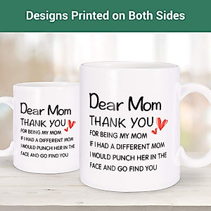 Mothers Day Gifts for Mom from Daughter Son, Dear Mom Mug, 11oz Novelty Funny Coffee Mugs, Christmas Birthday Presents Idea
