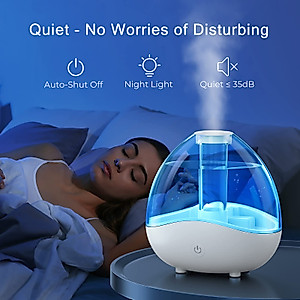 Cool Mist Humidifiers for Bedroom Large Room, Lerat Baby Humidifier with Night Light for Nursery, Auto Shut-off & Quiet Operation Humidifier for Plants, Air Ultrasonic for Pets, Indoor, Home, Office