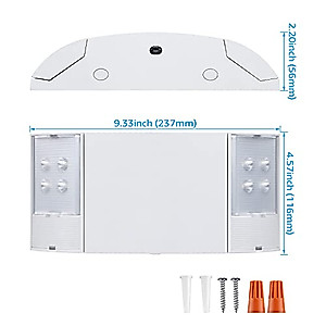 TORCHSTAR LED Emergency Light, UL Listed, Emergency Lighting Fixture, Two Adjustable Heads, Damp Rated, AV 120/277V, Emergency Lights with Battery Backup, Hardwired Exit Lights for Business, Pack of 4