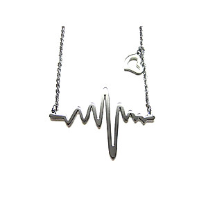 Kiola Designs Silver Toned Heart Rhythm EKG Pendant Necklace