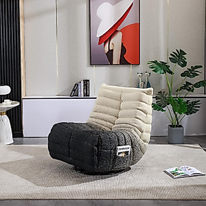 Wycian Chair Cushion Seat, Sofa Chair 1PC Swivel White Black Velvet Foam 33.50" L 38.60" W 35.80" H for Living Room Bedroom Dining Rooms Garden