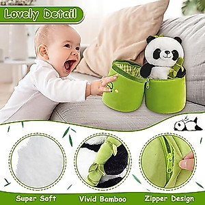 Emoin Panda Stuffed Animals Panda Bamboo Plush Toy 11.8 Inch Bamboo Tube Panda Pillow Stuffed Panda Bear Plushies Panda Doll Gifts for Boys Girls