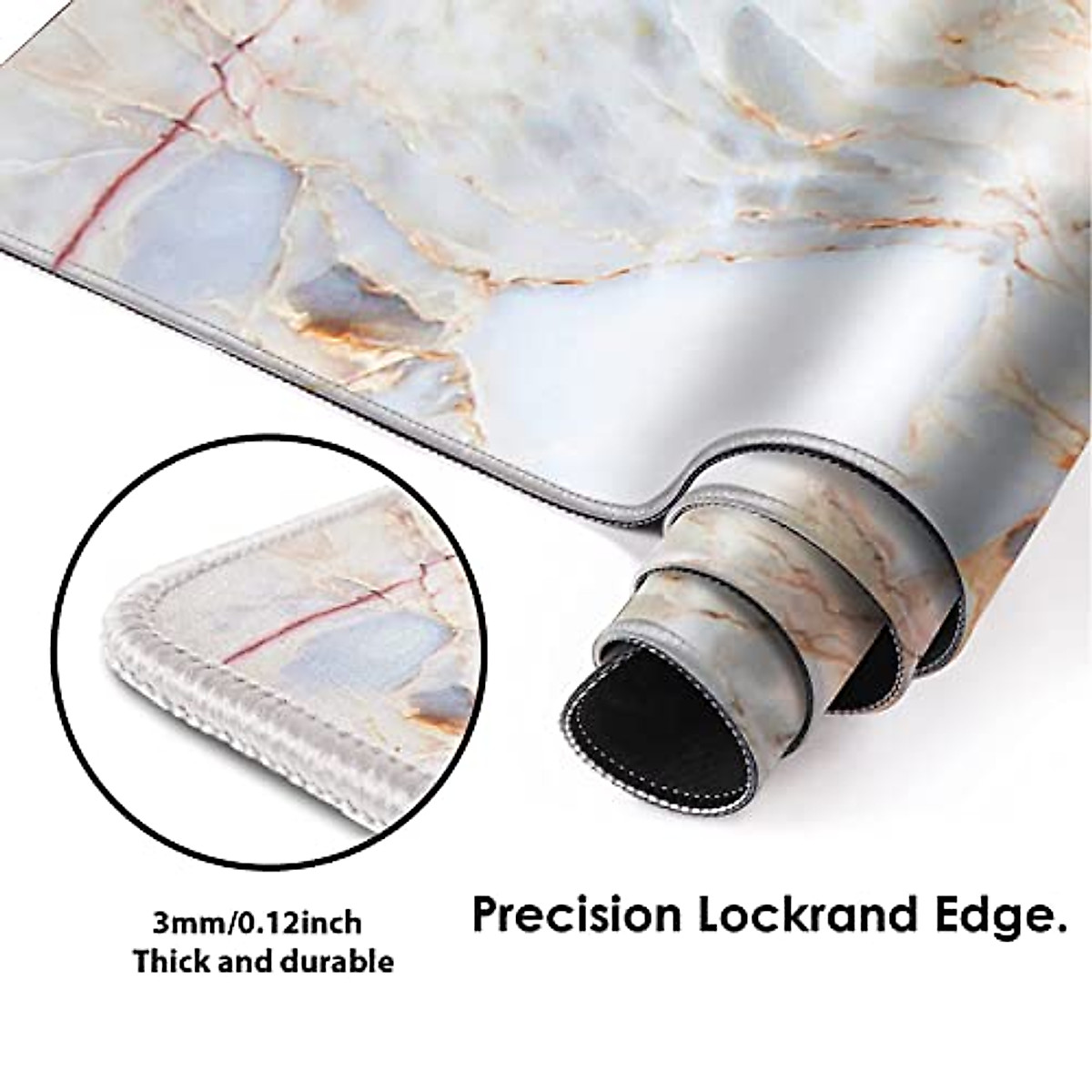 ZYCCW Large Gaming XXL Mouse Pad, Oversized Extended Mouse Mat Pink Marble Desk Pad Keyboard Pad (31.5"x11.8"x0.12") Non-Slip Rubber Stitched Edges(Marble)