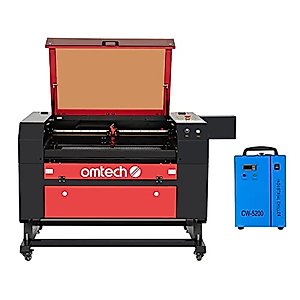 OMTech 80W CO2 Laser Engraver Machine, 20x28 Inch Laser Etching Machine with Water Chiller & Autofocus, Laser Engraving Machine with Motorized Workbed Air Assist & Ruida Controls for Home Office DIY